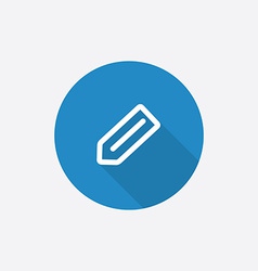 Feather flat blue simple icon with long shadow Vector Image