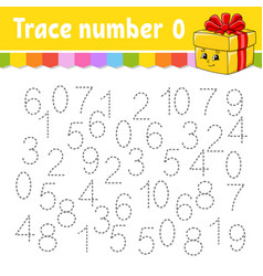 Number 14 trace and write handwriting practice Vector Image
