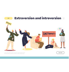 Extravert and introvert cartoon characters set Vector Image