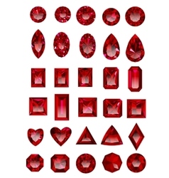 Set realistic red rubies with different cuts Vector Image