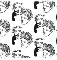 Minimal sculpture head ancient greek pattern Vector Image