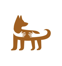 Pet care logo dog in heart flat icon animal Vector Image