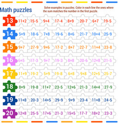Math puzzle game solve the examples Royalty Free Vector
