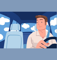 Man character driving car sitting on driver seat Vector Image