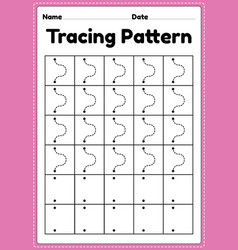 Tracing pattern wave lines worksheet Royalty Free Vector