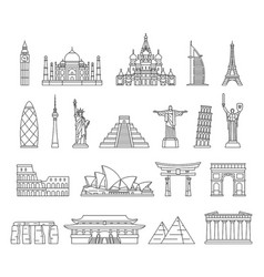 World monuments icons Royalty Free Vector Image