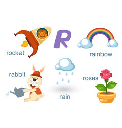 Alphabet r with rabbit Royalty Free Vector Image