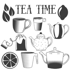 Tea party flat style design Royalty Free Vector Image