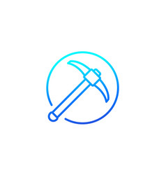Pickaxe line icon pick-axe concept symbol Vector Image