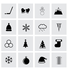 Black christmas tree icon set Royalty Free Vector Image