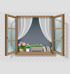 Classic wooden window Royalty Free Vector Image