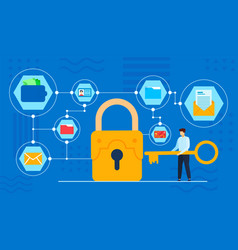 Data protection cartoon flat Royalty Free Vector Image