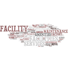 Facilities word cloud concept Royalty Free Vector Image