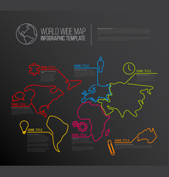 Infographic dark world map with pointer marks Vector Image