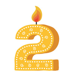 Birthday candle with number two Royalty Free Vector Image