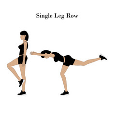 Single leg row exercise outline Royalty Free Vector Image