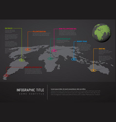 Infographic dark world map with pointer marks Vector Image