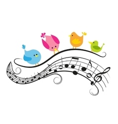 Musical notes with birds Royalty Free Vector Image