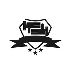 Star hand shield ribbon commitment teamwork Vector Image