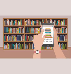 Bookshelve with books background library Vector Image