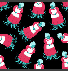 Grandmother alien pattern seamless green grandma Vector Image