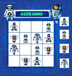 Sudoku kids game cut and paste the pictures cute Vector Image