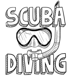Doodle scuba mask snorkel Royalty Free Vector Image