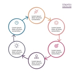 Circular chart diagram with 6 steps options Vector Image