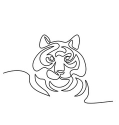 Continuous one line drawing tiger lying symbol Vector Image