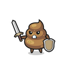 Cute puke soldier fighting with sword and shield Vector Image