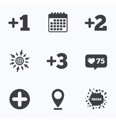 Plus icons positive symbol add one more sign Vector Image