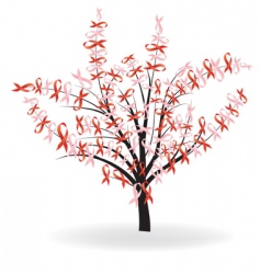 Breast cancer pink ribbon tree Royalty Free Vector Image