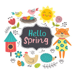 Watercolor wreath with bird nest with eggs Vector Image