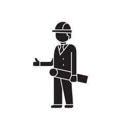 Construction manager black concept icon Royalty Free Vector