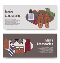 Mens shop or store with accessories poster Vector Image