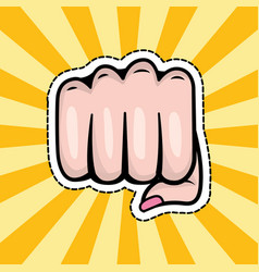 Pop art women hand punch cartoon Royalty Free Vector Image