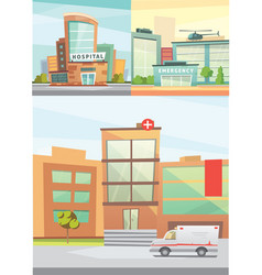 Hospital building cartoon modern Royalty Free Vector Image