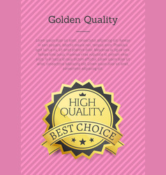 Exclusive high quality choice golden award label Vector Image