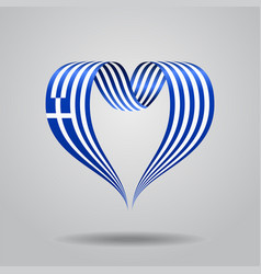 Greek flag heart-shaped ribbon Royalty Free Vector Image