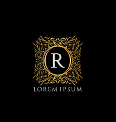 Elegant letter r graceful royal style Royalty Free Vector