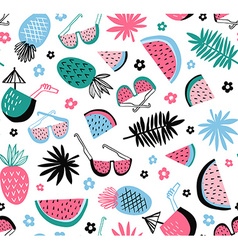 Hello august seamless pattern with watermelon Vector Image