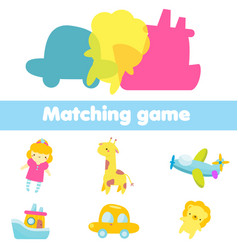 Shadow matching game kids activity with cartoon Vector Image