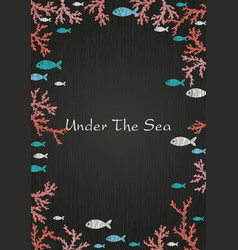 Coral reef with school fish under sea Royalty Free Vector