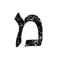Hebrew letter heth shabby black font Royalty Free Vector