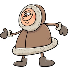 Eskimo with igloo cartoon Royalty Free Vector Image