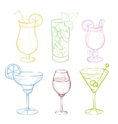 Drinks doodle set handdrawn Royalty Free Vector Image