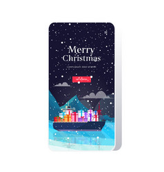 Container cargo ship with gift present boxes Vector Image