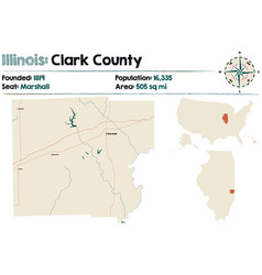 Map of clark county in illinois Royalty Free Vector Image