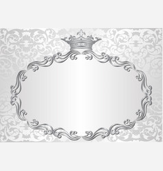 Silver background with royal frame Royalty Free Vector Image