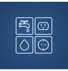 Utilities signs electricity and water sketch icon Vector Image